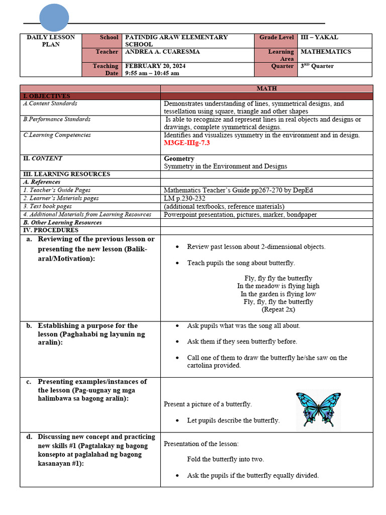 3rd COT Symmetry | PDF | Symmetry | Learning