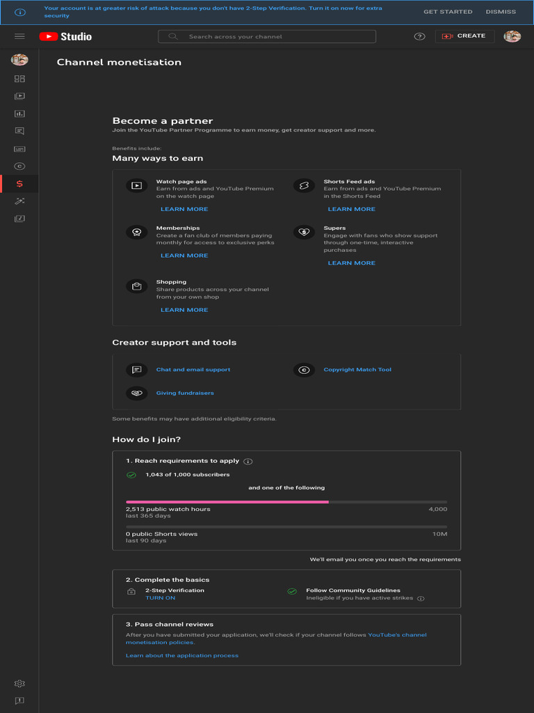 Channel Monetisation - YouTube Studio | PDF | You Tube | Cyberspace