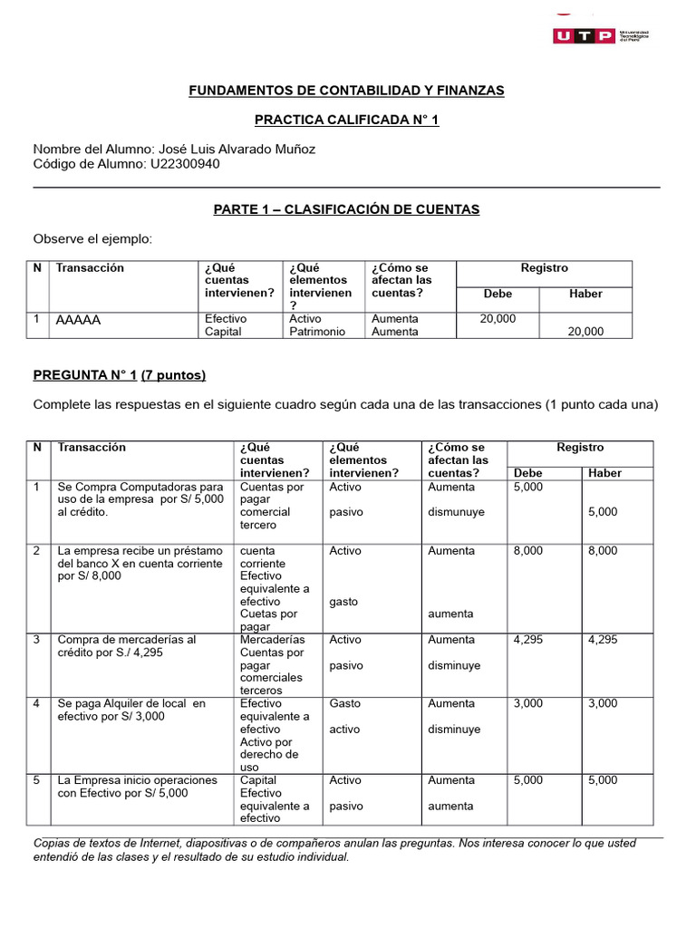 pc1-32-practica-calificada-1-2022-ciclo-1 | Descargar gratis PDF | Bancos | Contabilidad