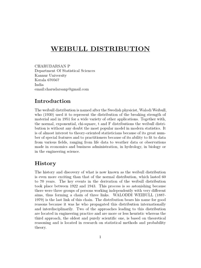Weibull Final | PDF | Probability Distribution | Statistics