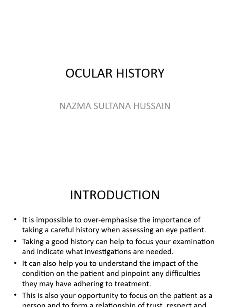 Ocular History | Download Free PDF | Physical Examination | Glaucoma