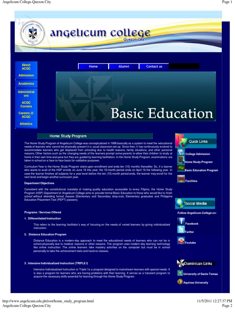 Angelicum College-Quezon City | PDF | Distance Education | Curriculum