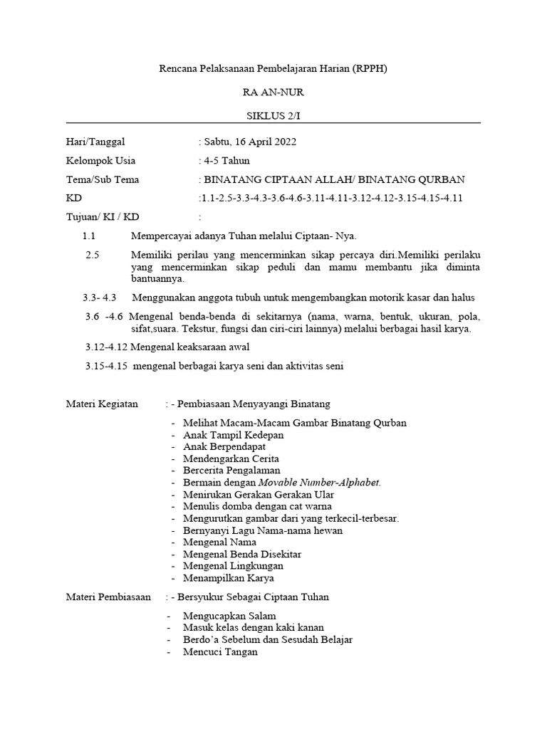 RPPH Siklus Ii | PDF