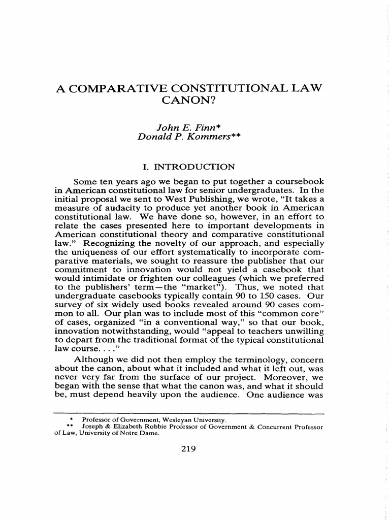 A Comparative Constitutional Law Canon | PDF | Supreme Court Of The ...