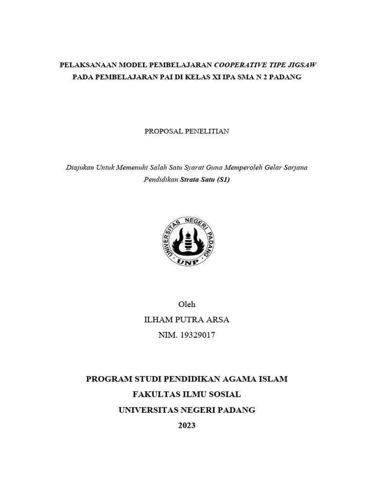 Proposal Penelitian Ilham Putra Arsa 19329017 | PDF | Karier & Perkembangan