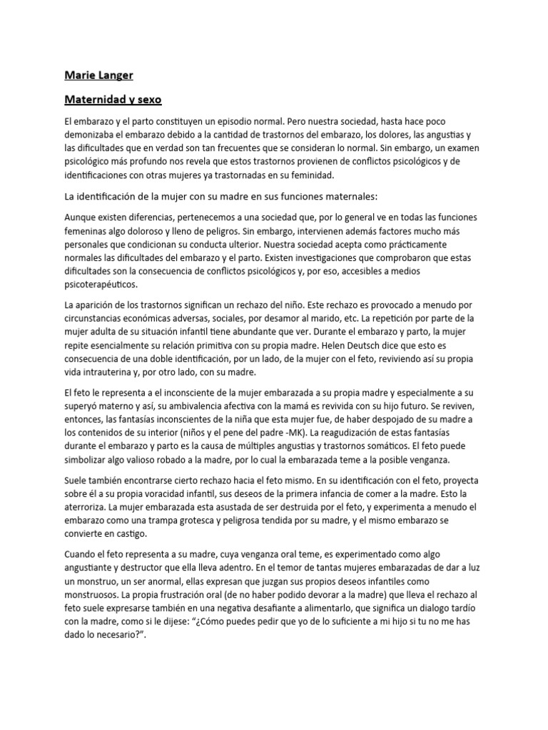 Marie Langer | PDF | El embarazo | Mujer