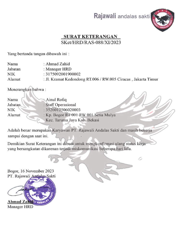 Keterangan Ainul 1 | PDF