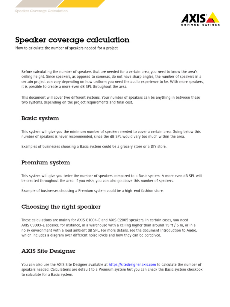 Speaker Coverage Calculation 1808 | PDF | Acoustics | Hearing