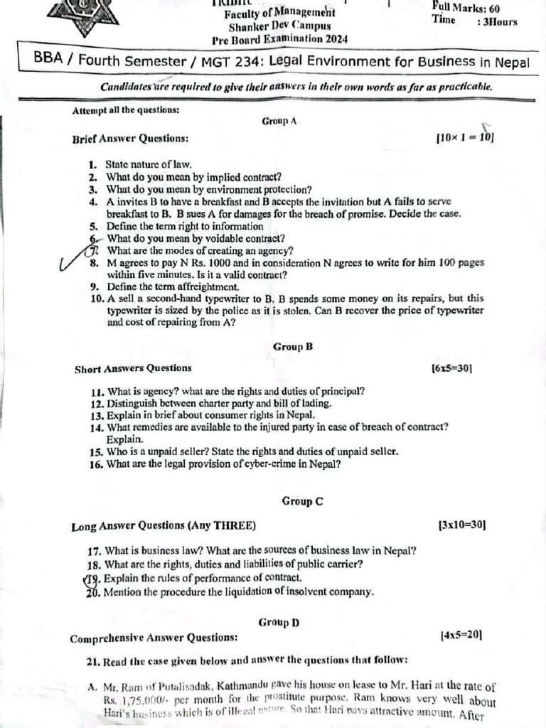 Preboard SDC 4th Sem BBA | PDF