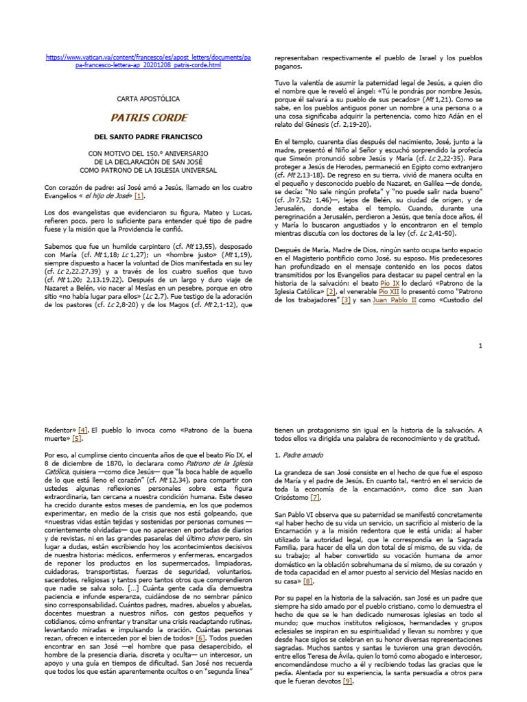 Patris Corde | PDF | María, madre de Jesús | San José