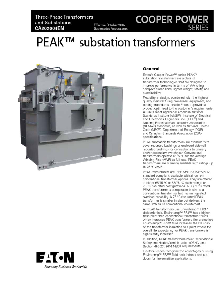 Peak Substation Transformers Catalog Ca202004en Pdf Transformer