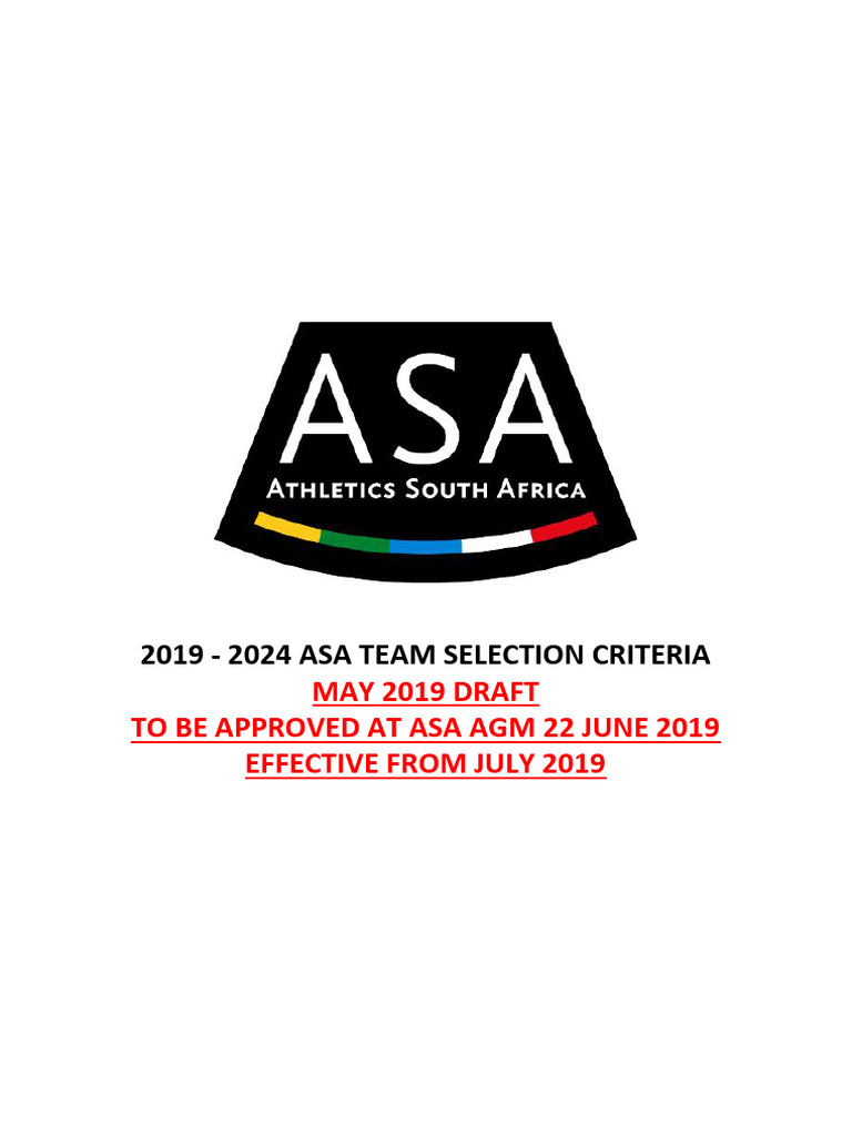 ASA Team Selection Criteria Updated May 2019 | PDF | Track And Field ...