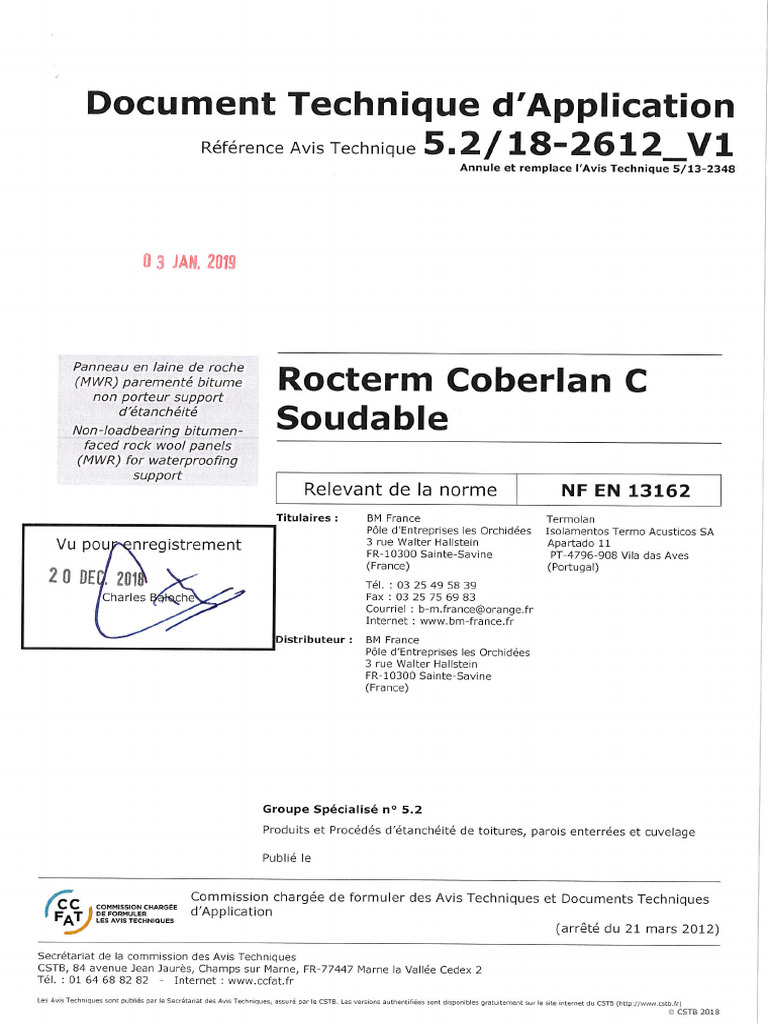 DTA CSTB Coberlan C Soudable | PDF