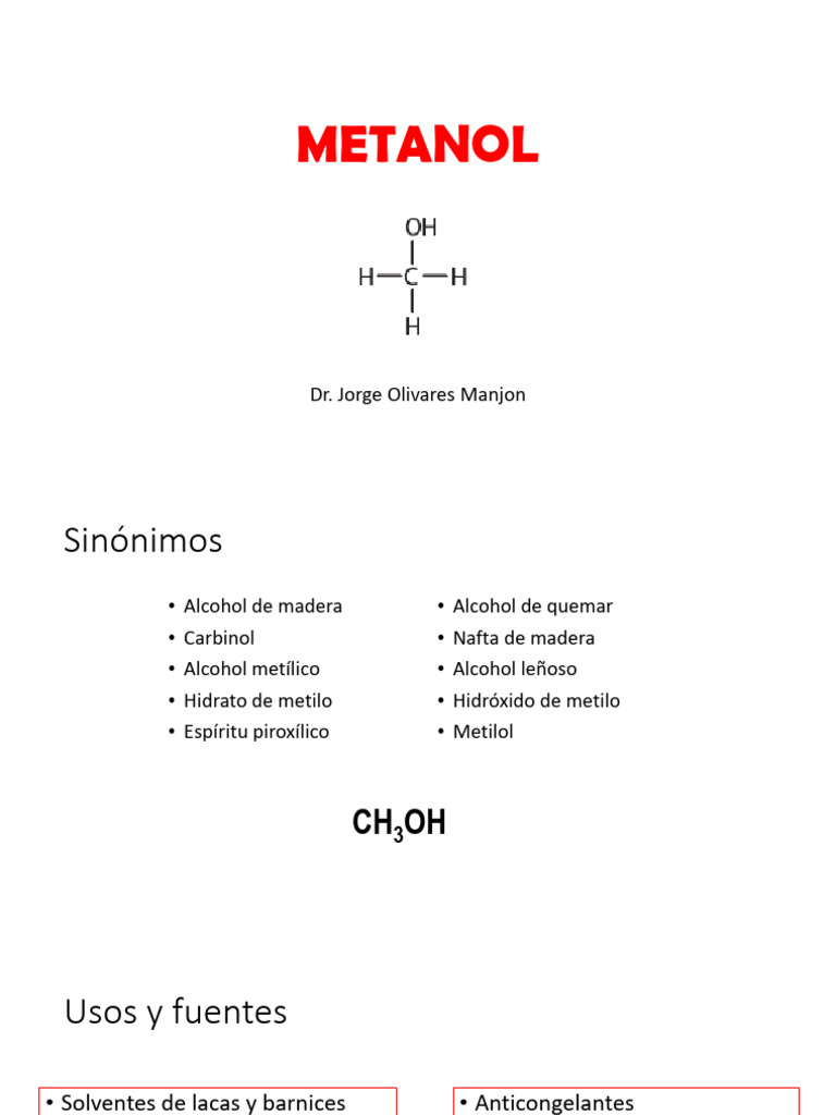 METANOL | PDF | Especialidades Medicas | Medicina CLINICA
