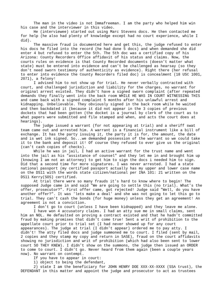 Im A Freeman Court Script | PDF | Appeal | Hearsay