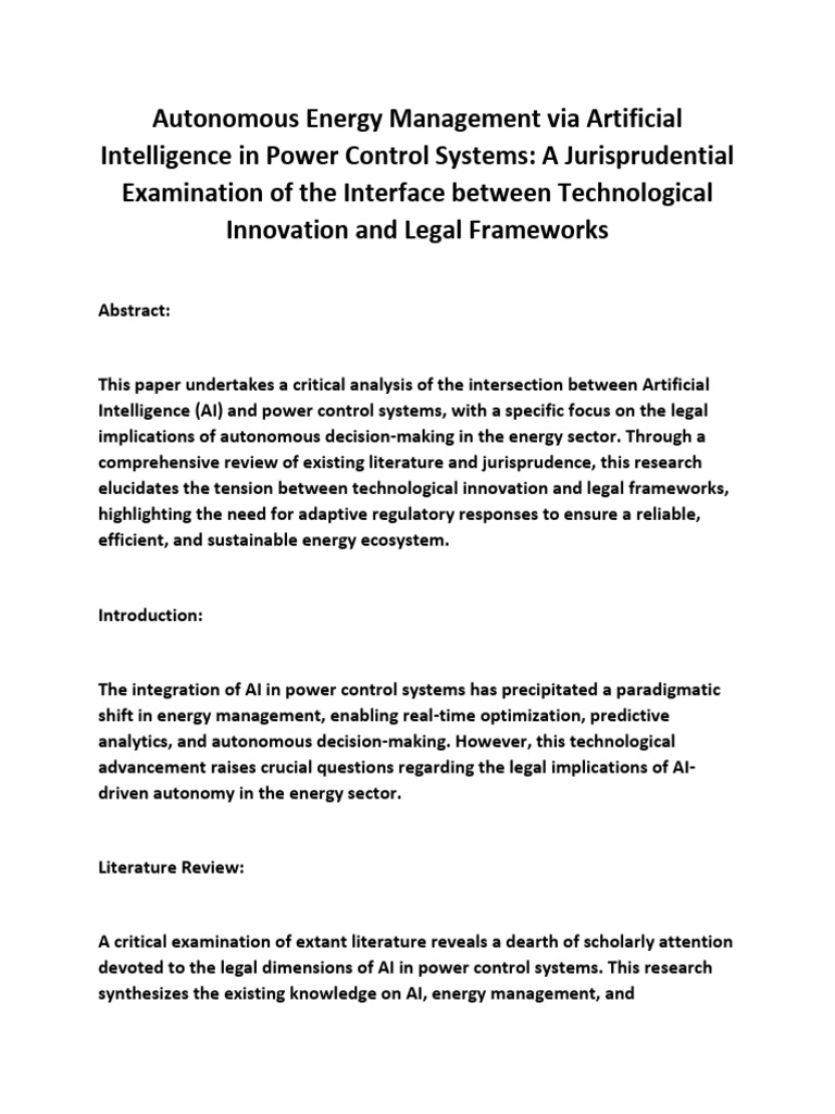 AI in Energy Management: Legal Insights | PDF | Artificial Intelligence ...