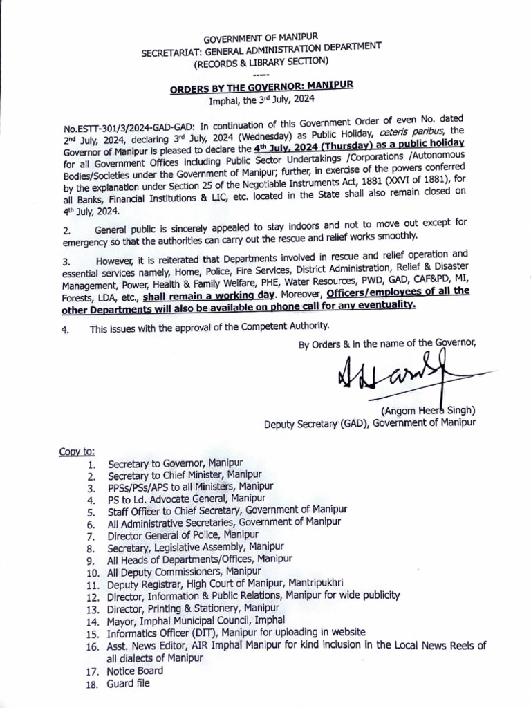 Holiday Order Continuation GAD | PDF | Government | Governance