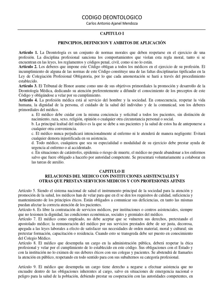 Código Deontologico | PDF | Medicina
