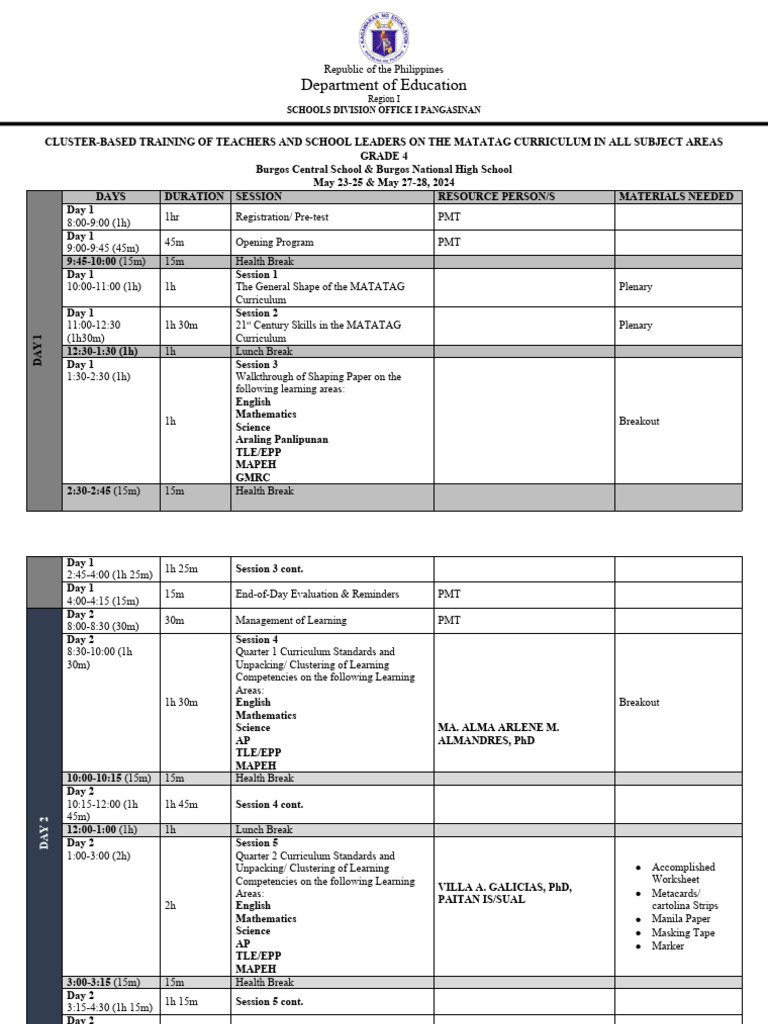 MATATAG-CURRICULUM-MATRIX | Download Free PDF | Cognition | Education ...