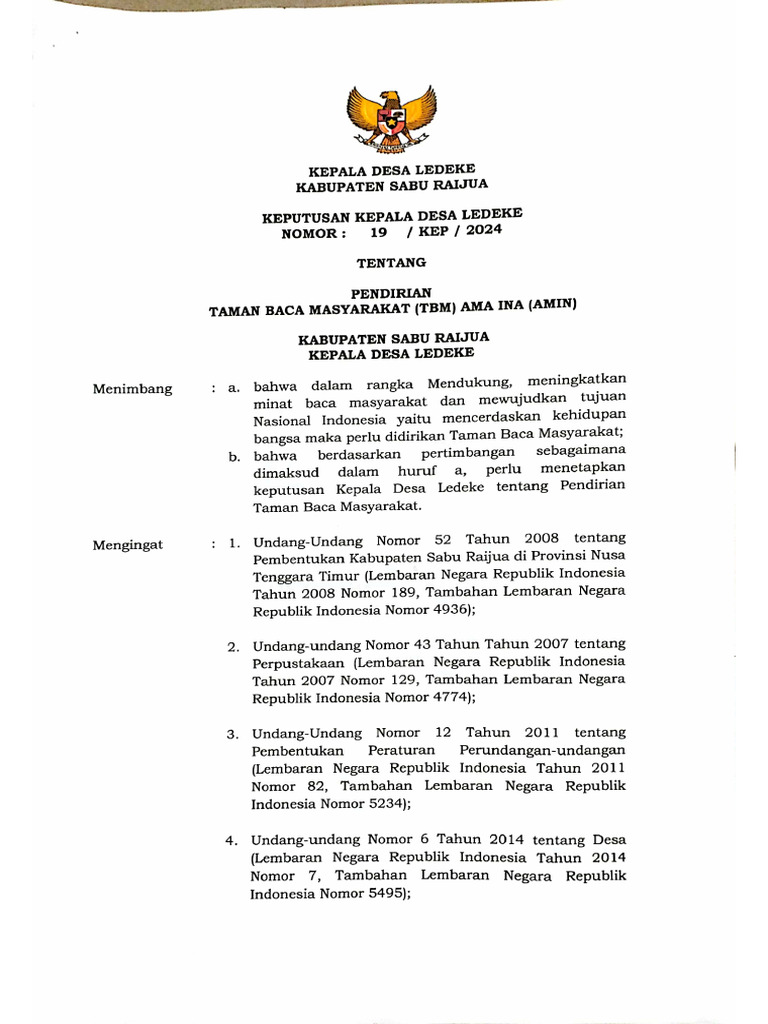 SK Pendirian TBM | PDF