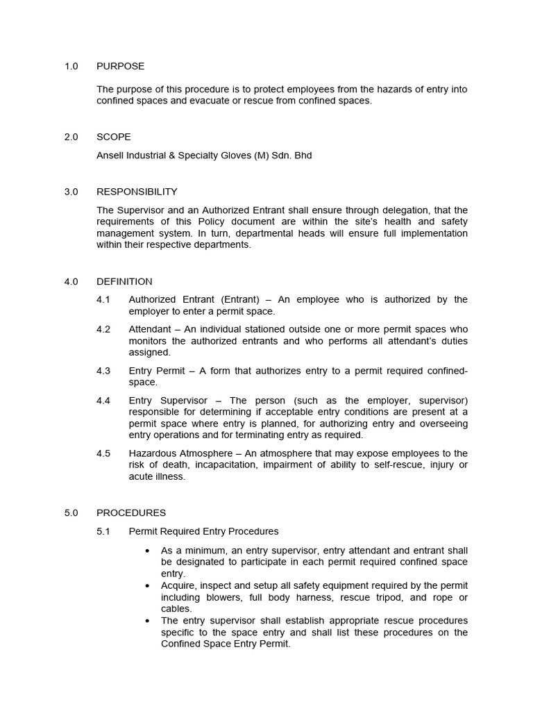Confined Spaces | PDF | Labor Relations | Workplace