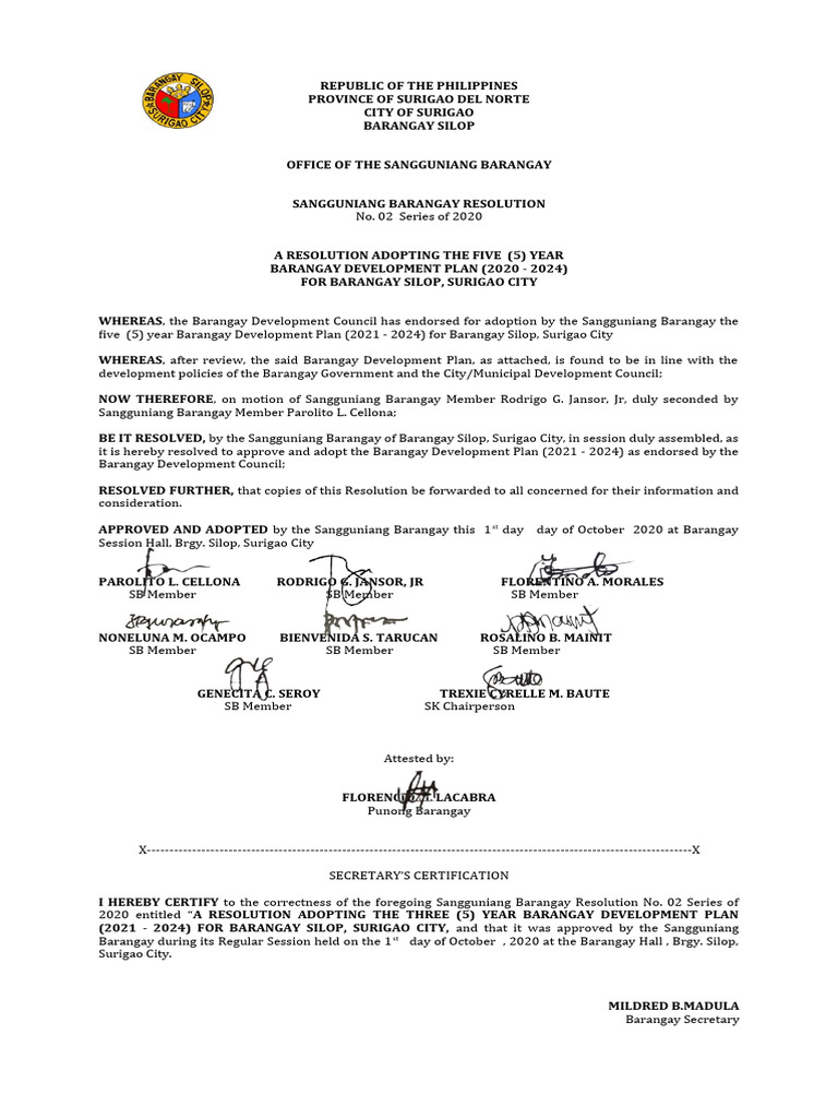 FOR BDP - SB-Resolution-Adopting-the-BDP | PDF | Philippines