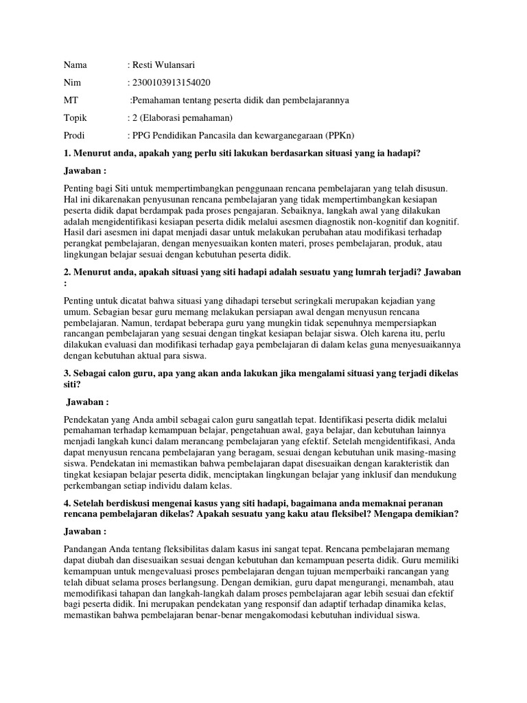 Topik 2_Elaborasi Pemahaman_PPDB_2 | PDF