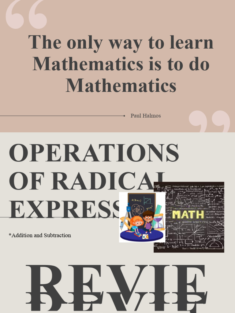 Operations of Radical Expressions Guide | PDF | Mathematics
