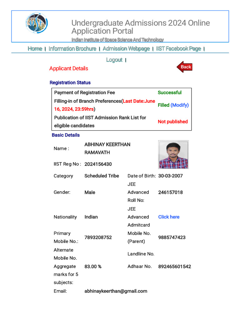 IIST UG Admission Details 2024 | PDF