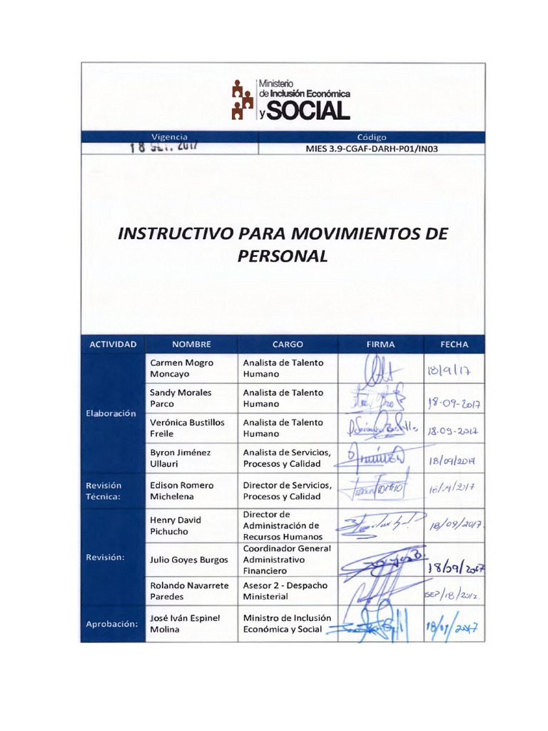 Instructivo para Movimientos de Personal-1 | PDF | Institución | Salario