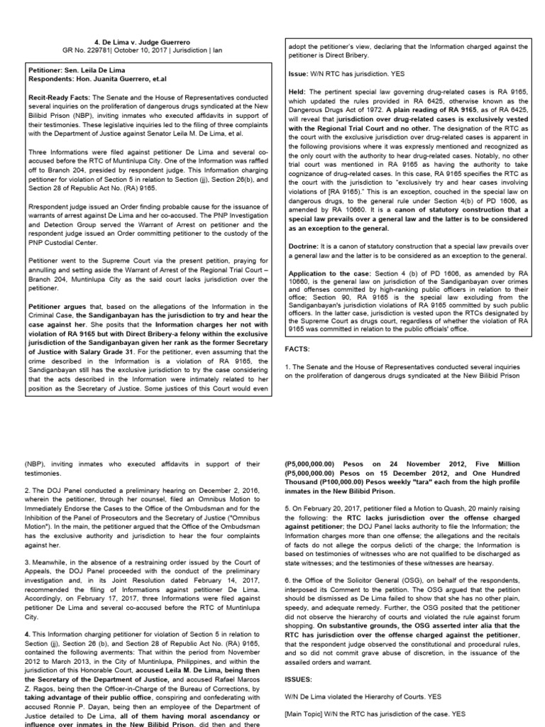 4. De Lima v. Guerrero | PDF | Jurisdiction | Arrest