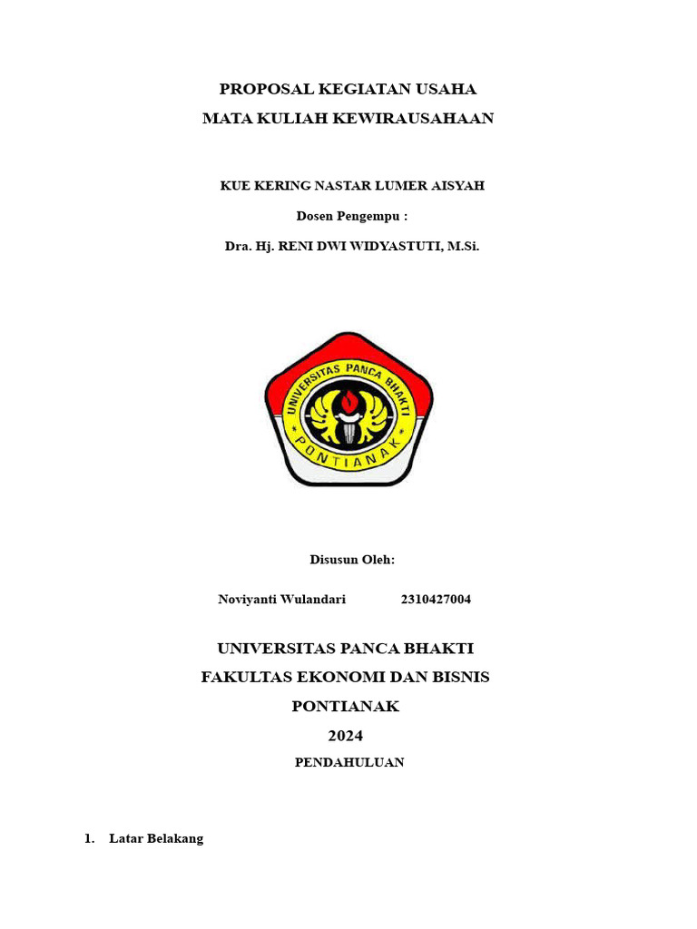 Proposal Kegiatan Usaha Kue Kering Nastar | PDF