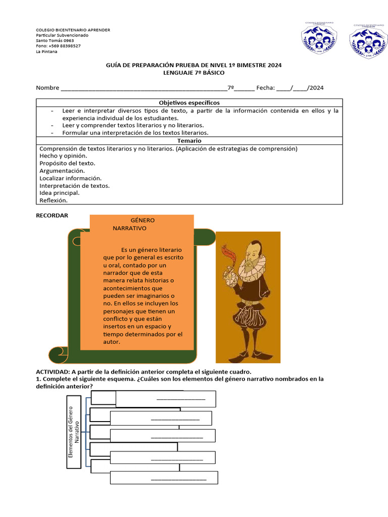 7º Guía de Preparación 1° Trim. | PDF | Narración