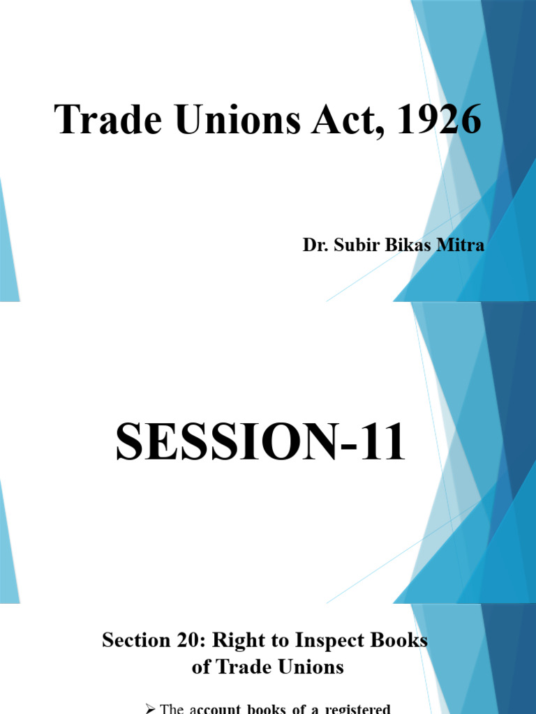 Trade Unions Act 1926: Key Sections Explained | PDF | Employment ...