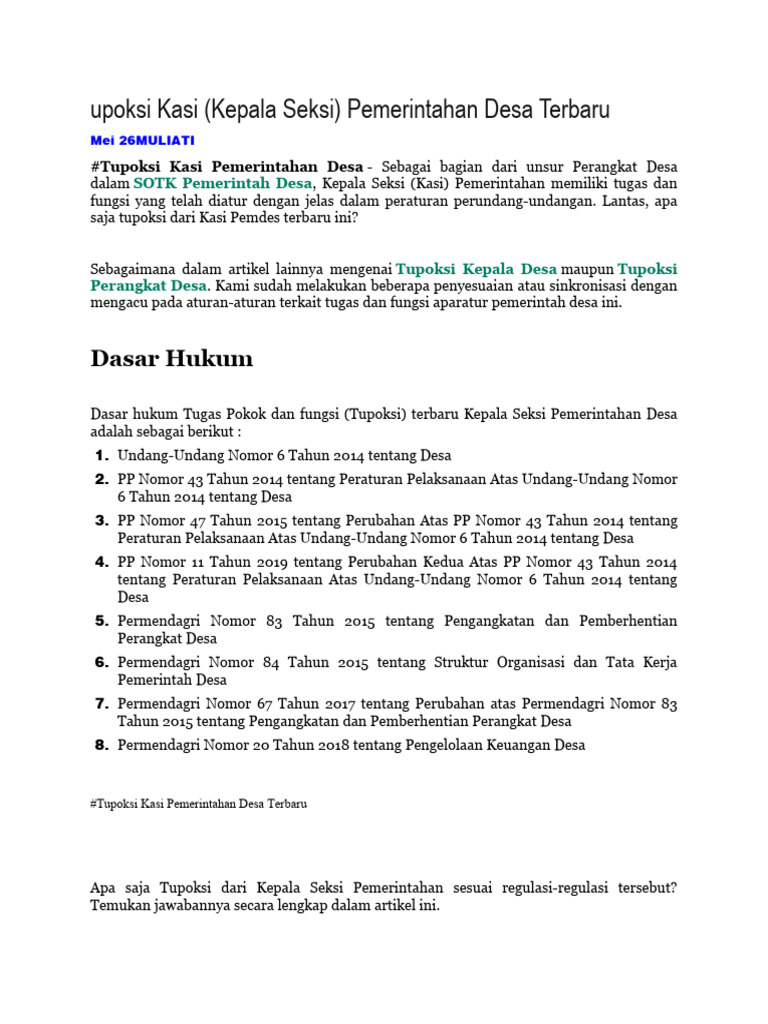 Tupoksi Kasi PEM | PDF