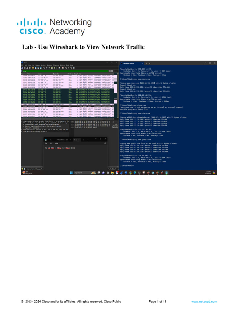 3710 Lab Use Wireshark To View Network Traffic Pdf Computer Network Internet Protocols