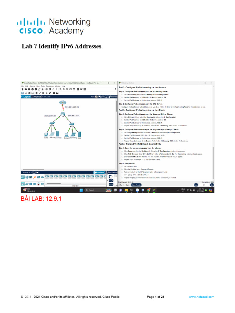 12.7.4 Lab - Identify IPv6 Addresses | Download Free PDF | I Pv6 | Network Layer Protocols