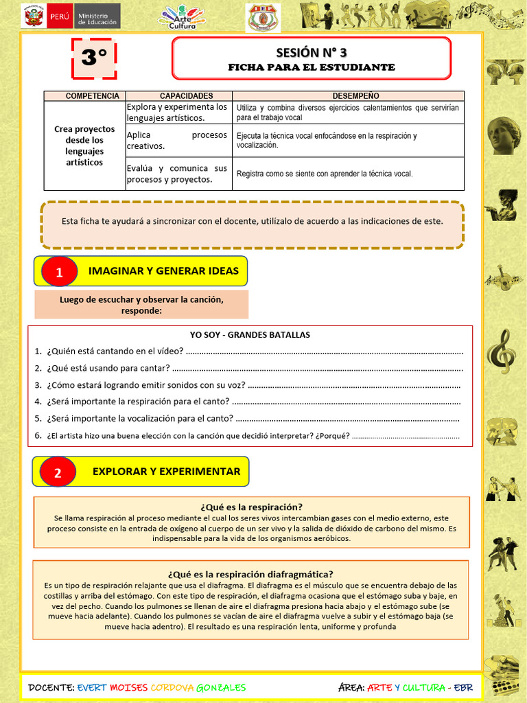 SESION3-3° Ficha3 | PDF | Respiración