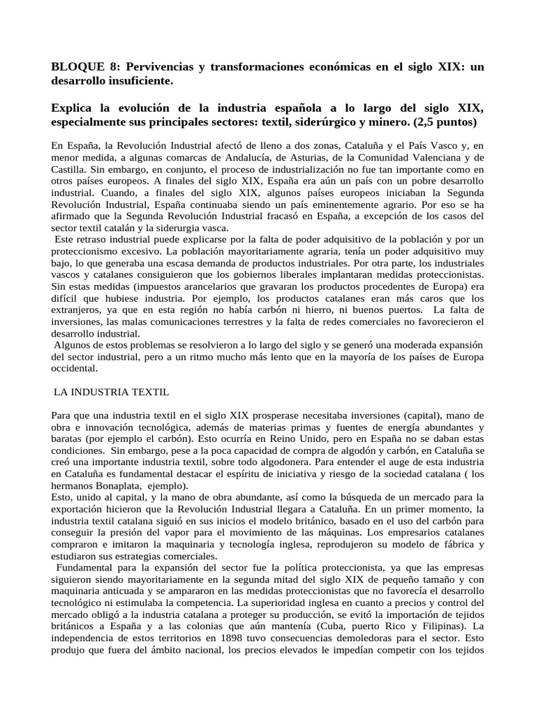 Bloque 8 Minería, Industria y Ferrocarriles | PDF | Economias | Sector secundario de la economía