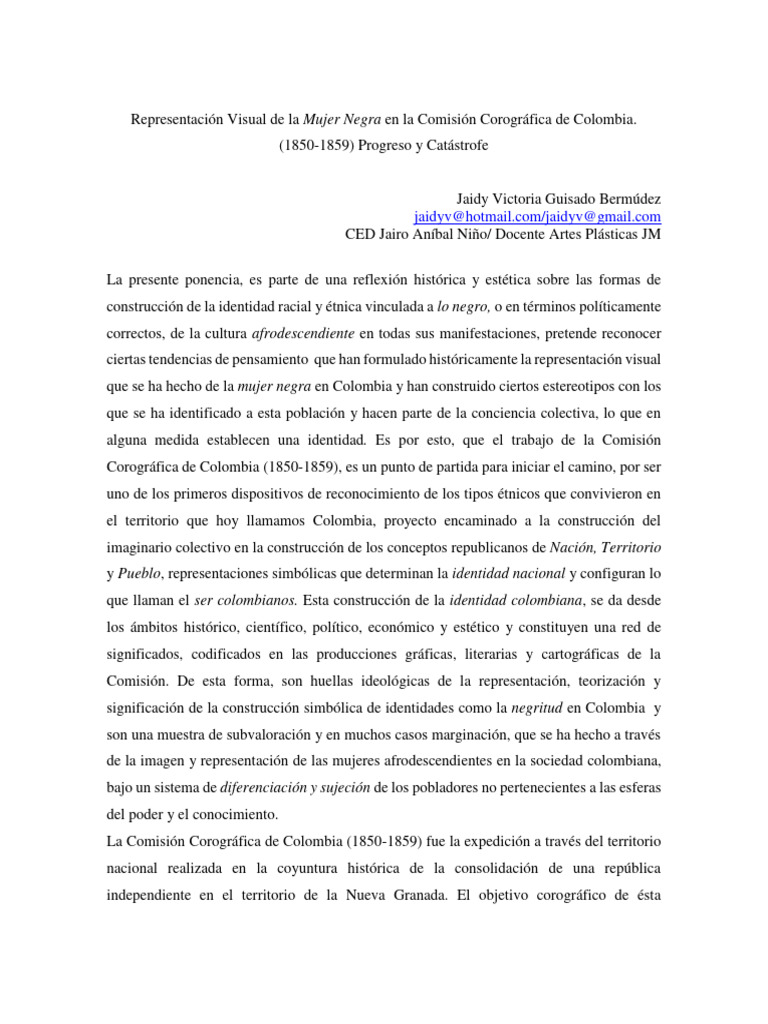 Lectura 6 Representación Visual de La Mujer Negra en La Comisión ...