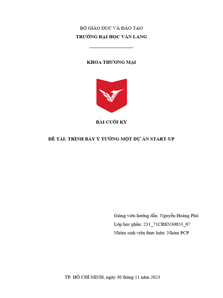 Trình Bày Ý Tư NG M T D Án Start-Up | PDF