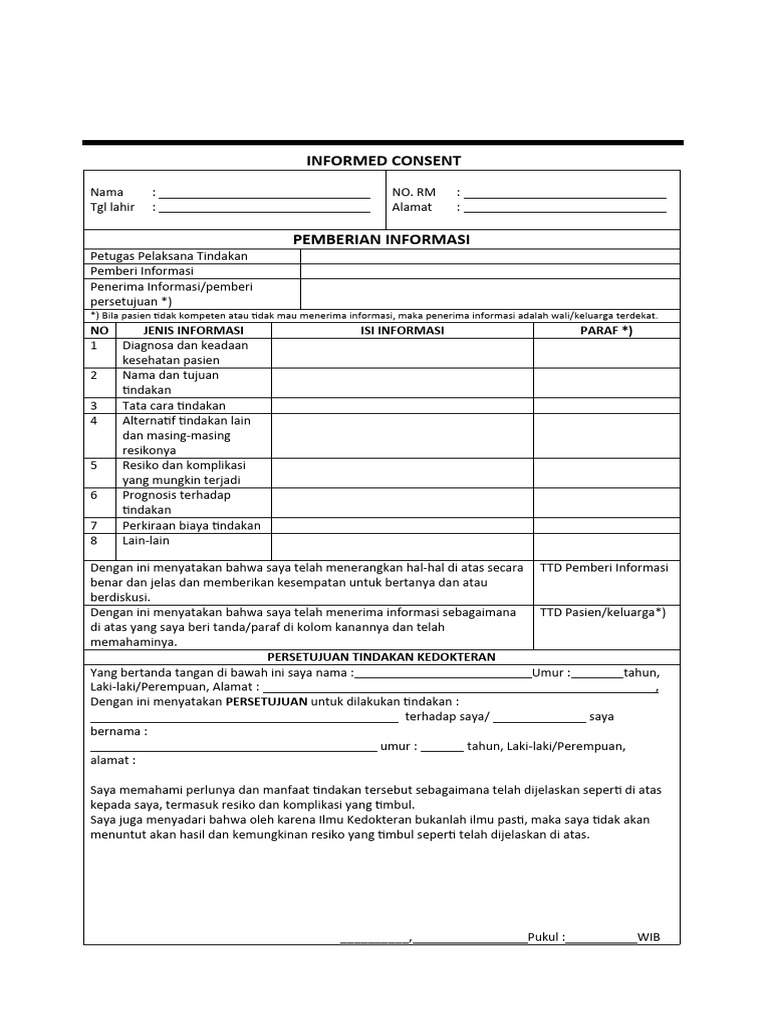 Formulir Persetujuan Medis | PDF | Ilmu Sosial