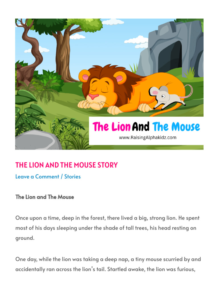Lion and Mouse: A Friendship Tale | PDF | General Fiction