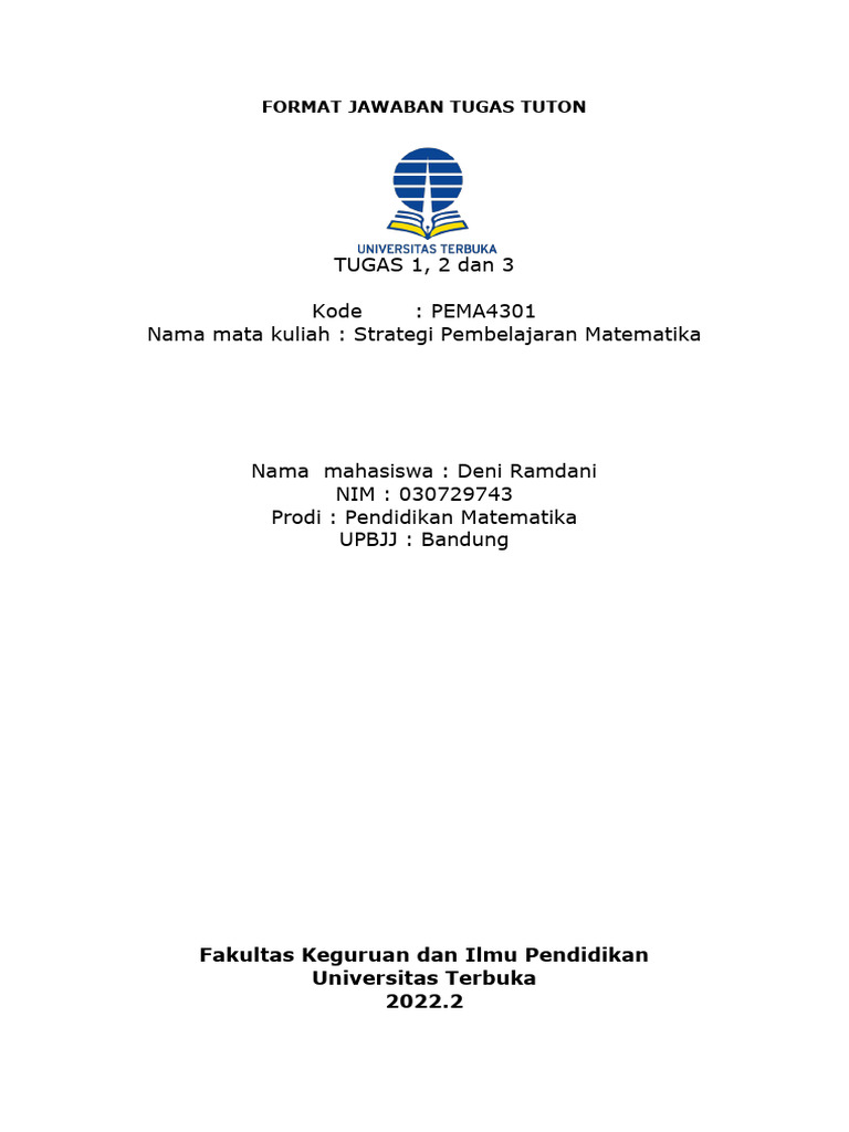 Tugas 1-3 Strategi Pembelajaran Matematika-PEMA4301 | PDF