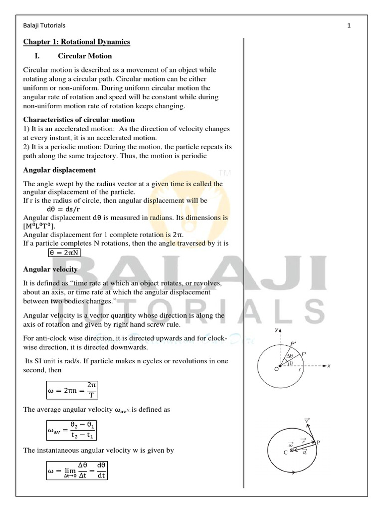 Chapter 1 - Rotational Dynamics | PDF | Rotation Around A Fixed Axis | Acceleration