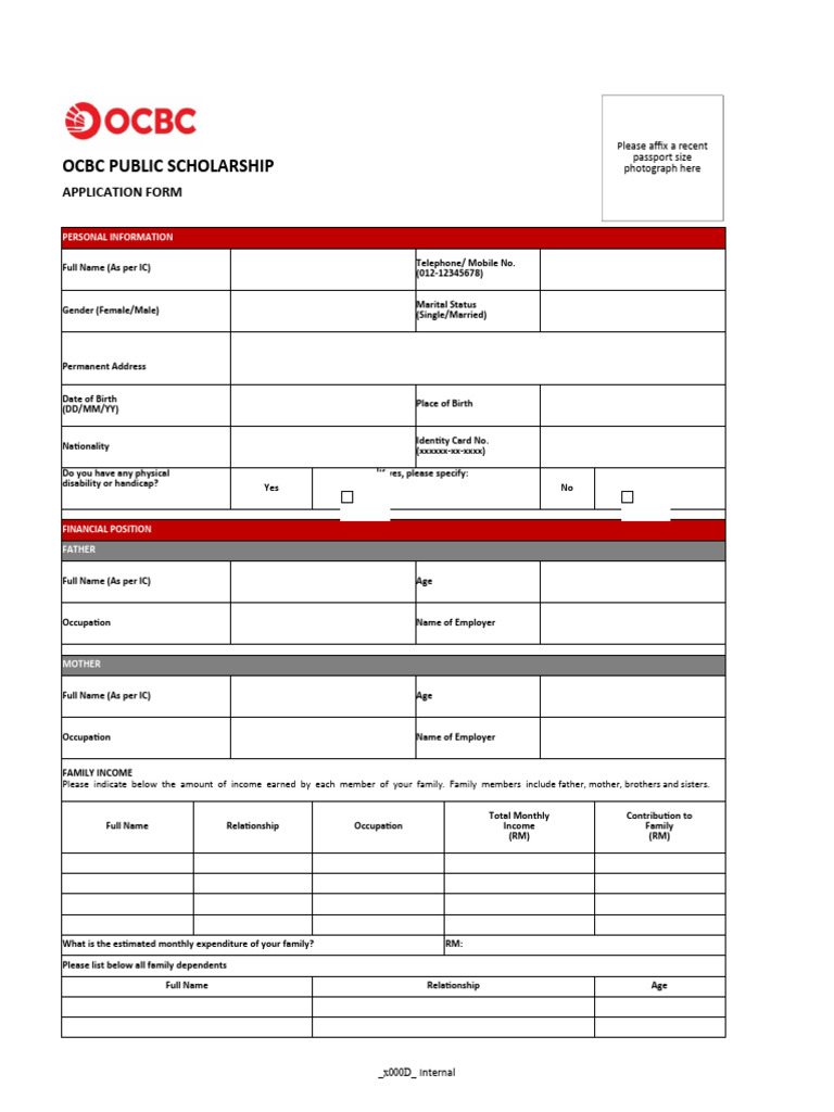 OCBC Scholarship Application Form 2024 | PDF