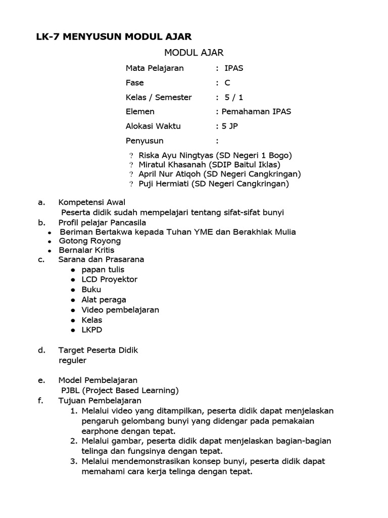 LK 4 Menyusun Modul Ajar RPP | PDF