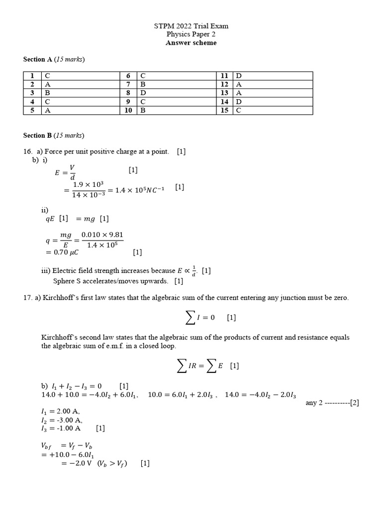STPM Physics Exam Answer Key | PDF | Electromagnetic Induction | Electrical Engineering