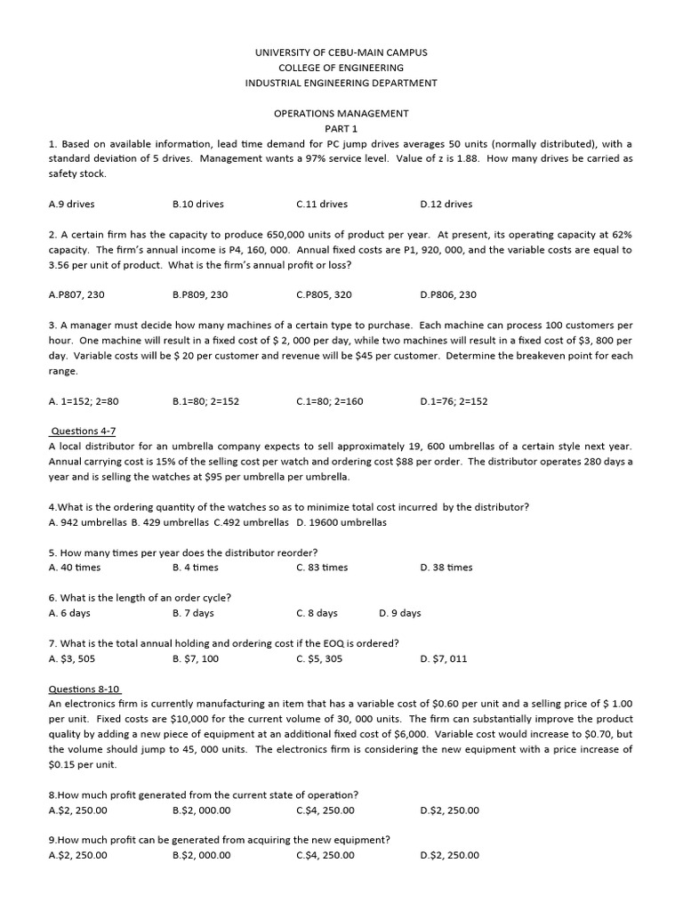 Ie Ec 2 Production Systems Part 1 | PDF | Market Segmentation | Inventory