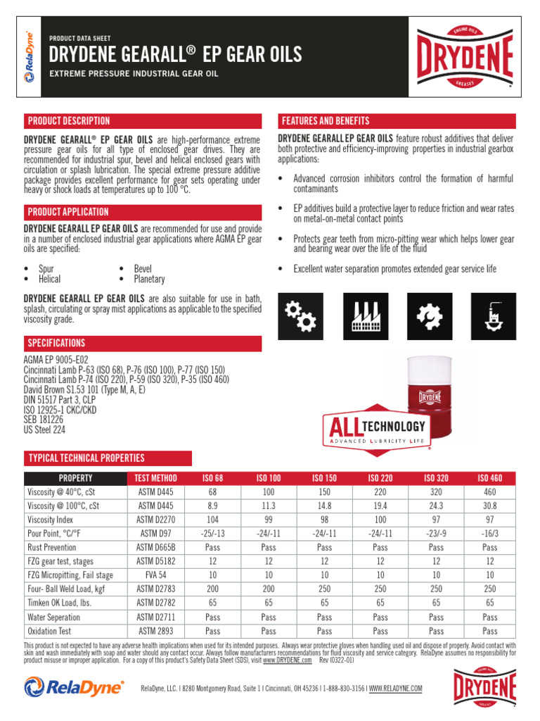 PDS Drydene GearAll EP Series 0322-01 | PDF | Gear | Mechanical Engineering